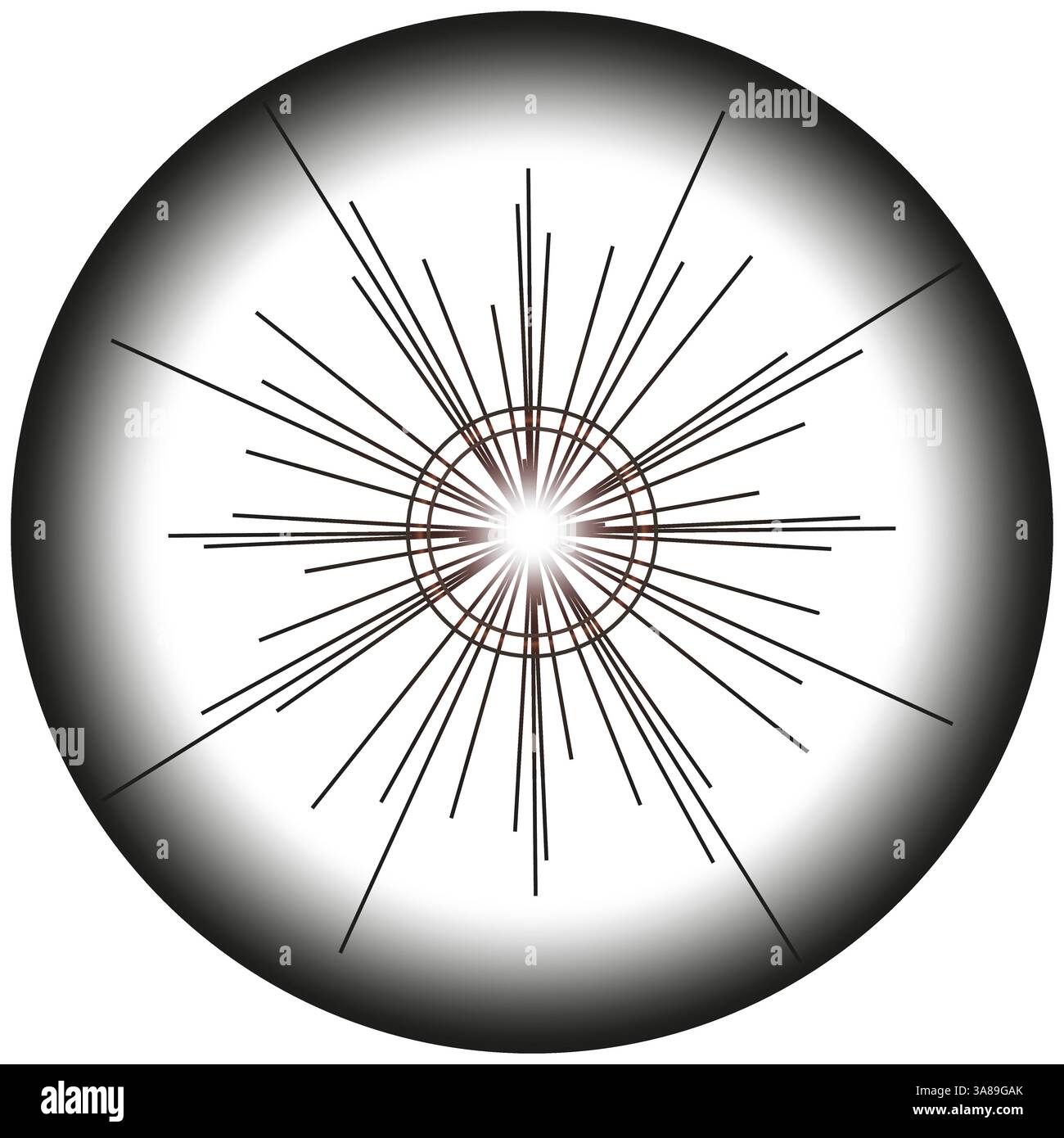 Spherical burst icon. Radiant light shape. Bright radial lines. Vector ...