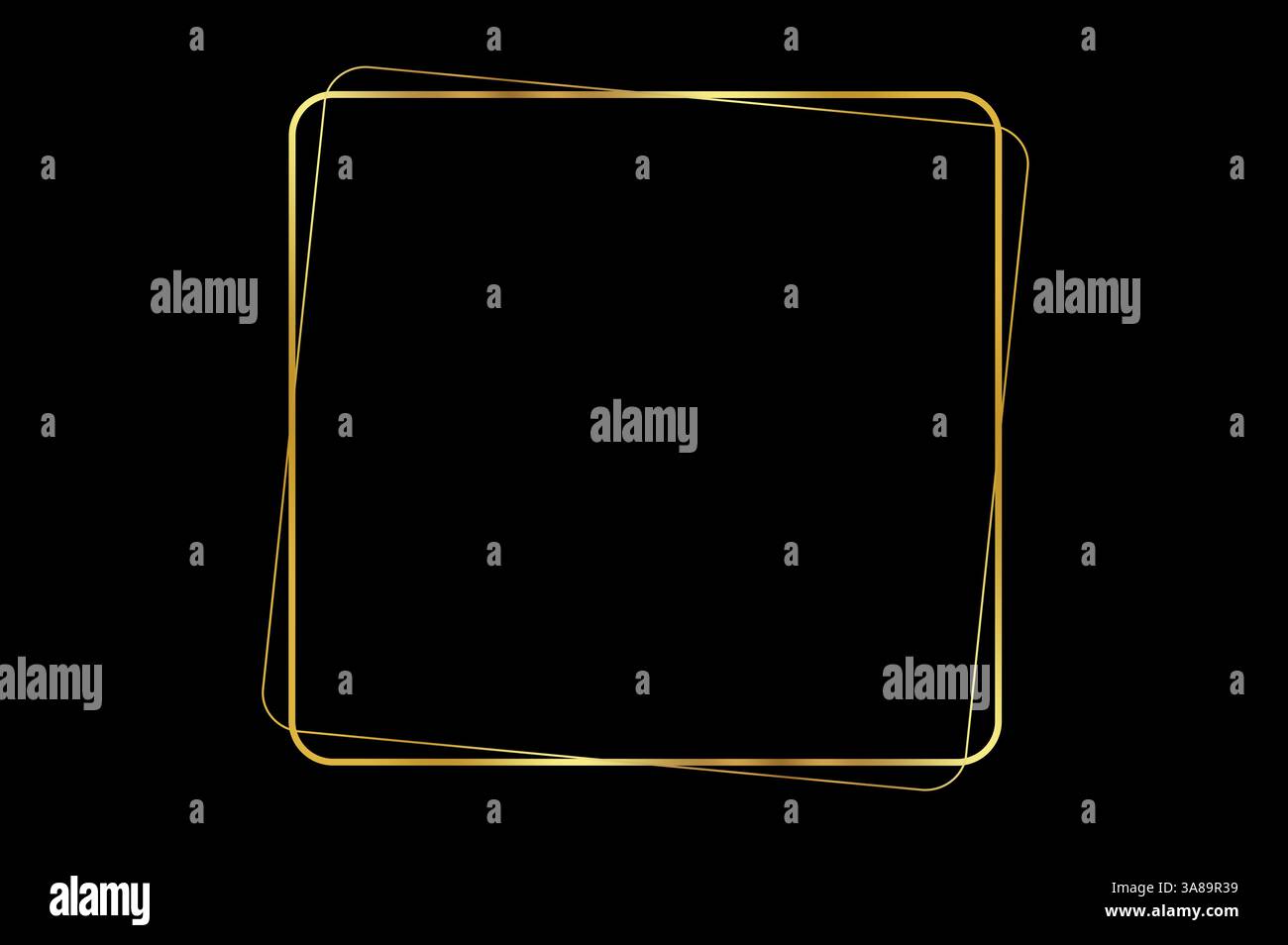 Golden Frame Bokeh Square. Elegant Golden Glitter Frame on Black Background for Luxurious ...