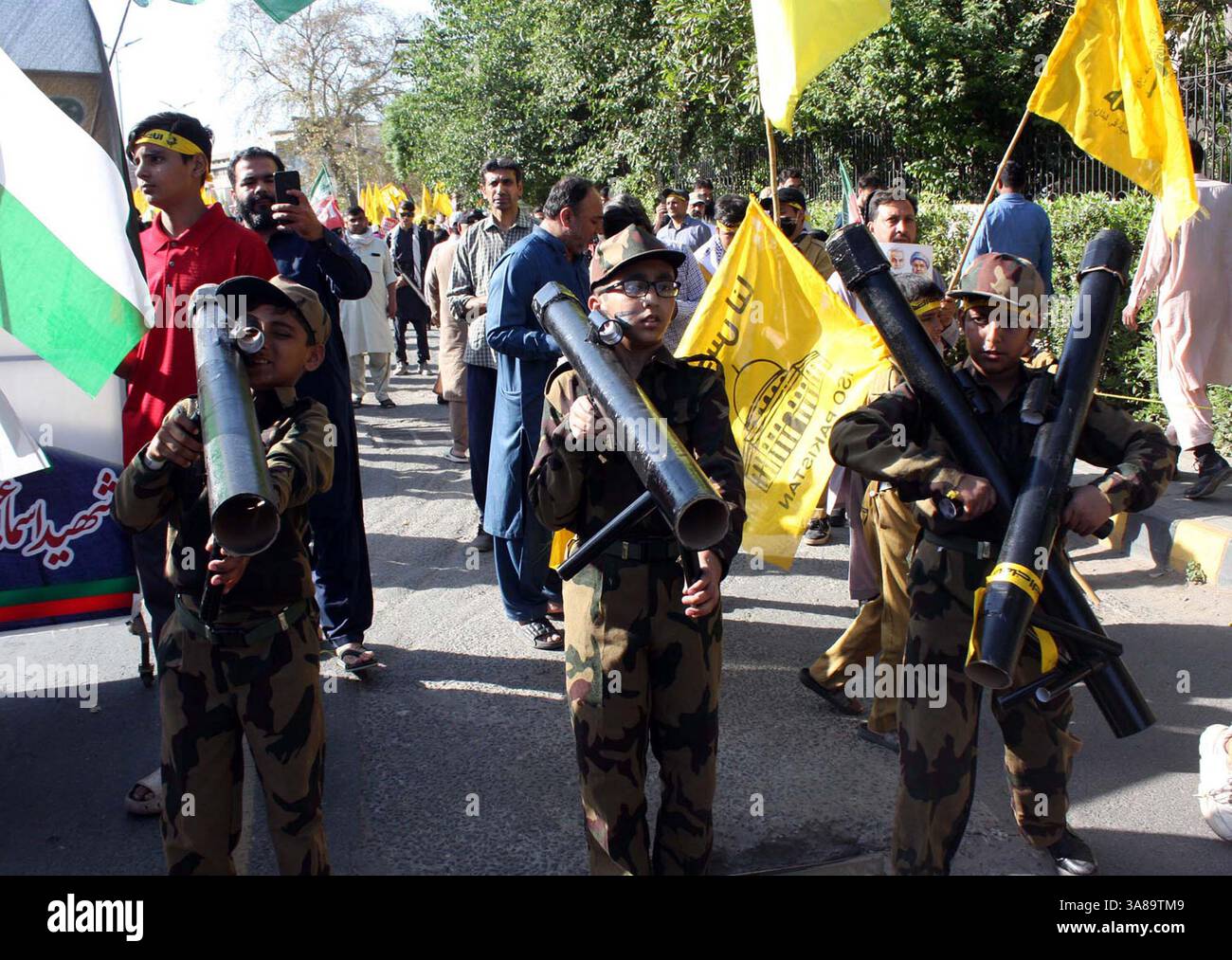 Participants are holding protest rally against USA and Israel as they ...