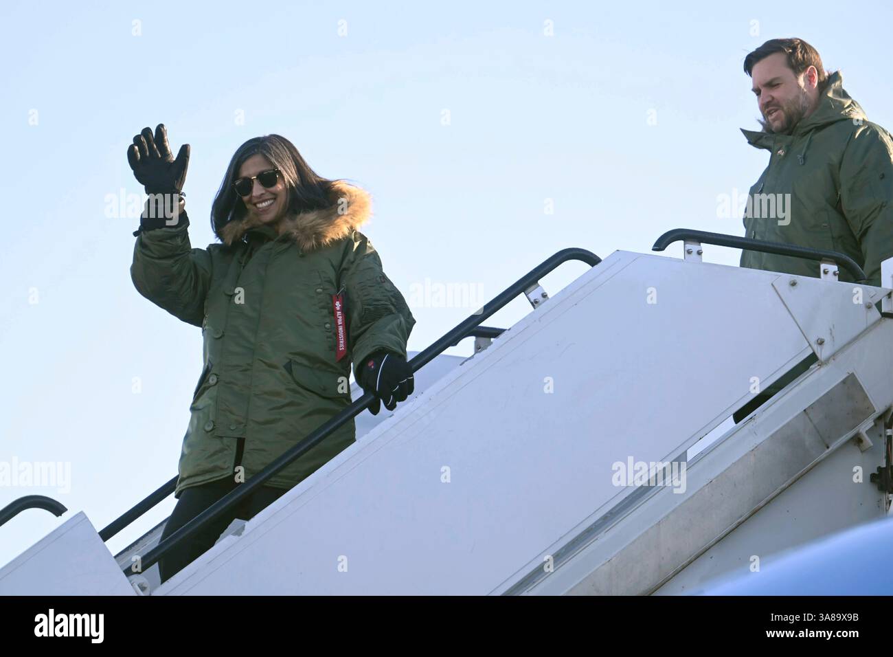 Vice President JD Vance, right, and second lady Usha Vance arrive at ...