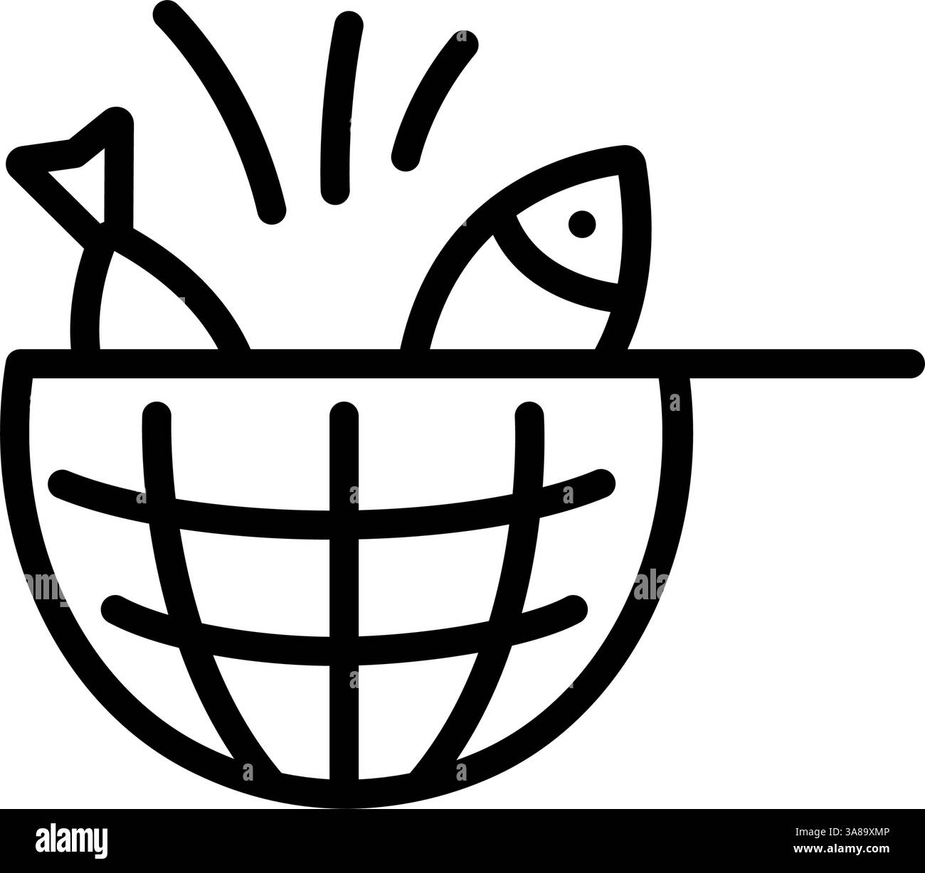 Fishing net line icon. Commercial fishing gear. Harvesting of marine ...