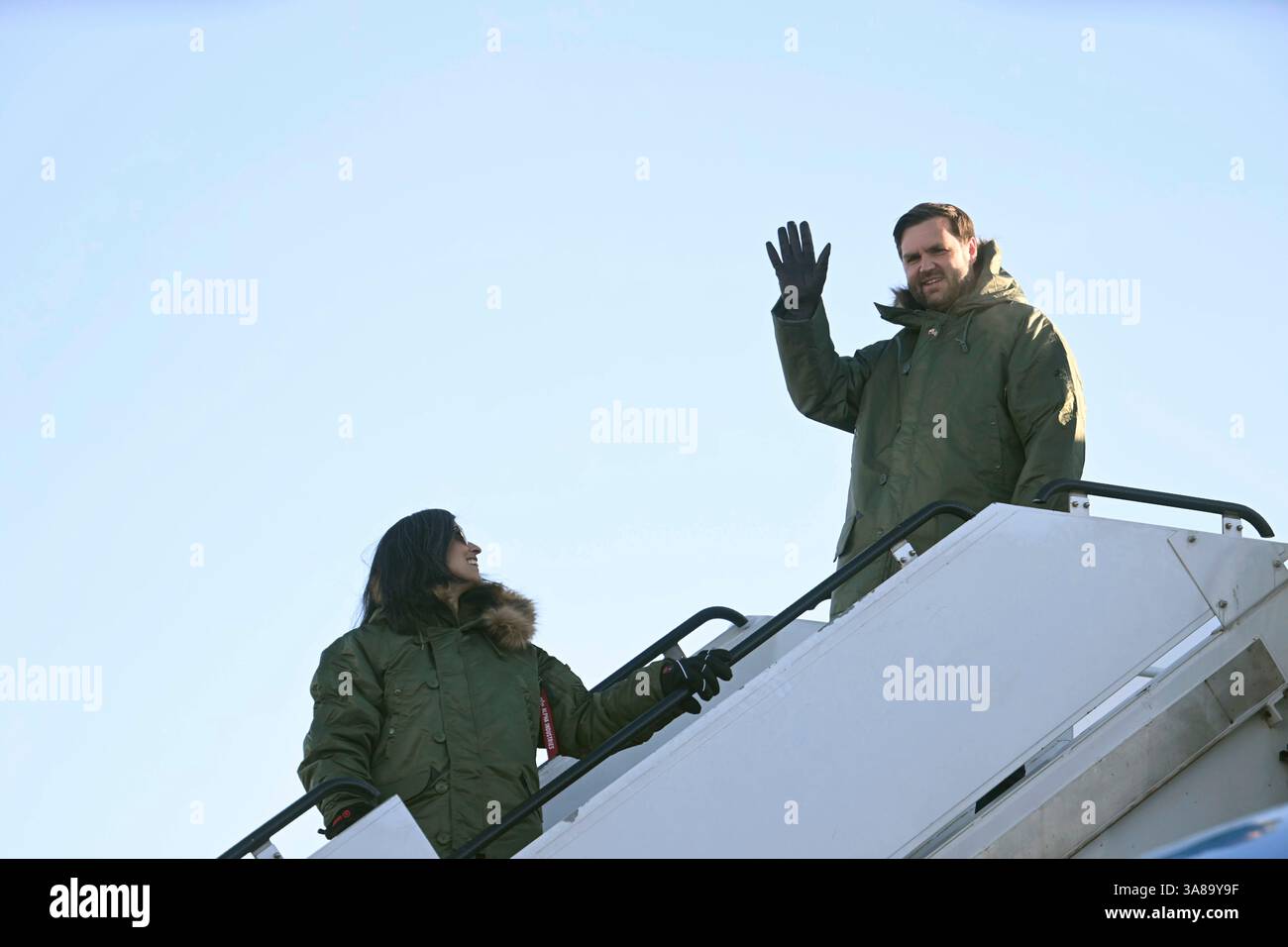 Vice President JD Vance, right, and second lady Usha Vance arrive at ...