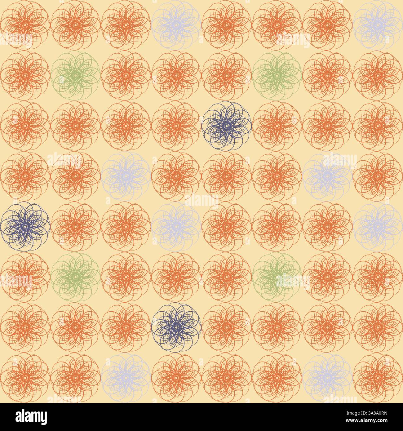 A pattern with circles, prominently features a blue circle in the ...