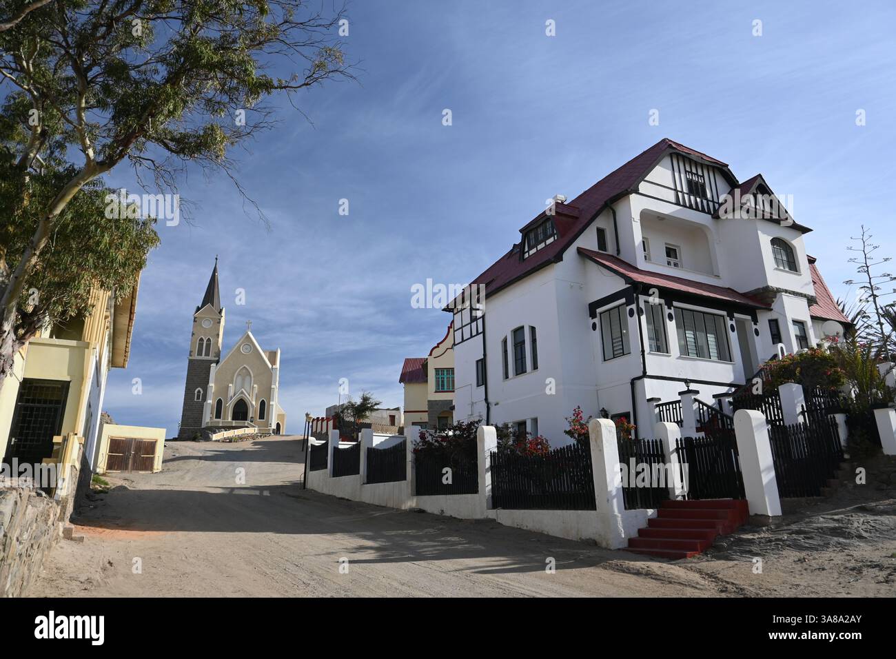 Old German colonial buildings in Luderitz, Namibia Stock Photo - Alamy