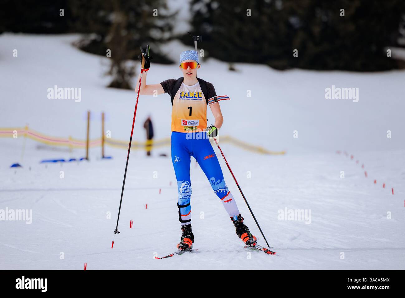 Les Saisies, France. 28th Mar, 2025. Les Saisies, France Louise Roguet french champion during ...