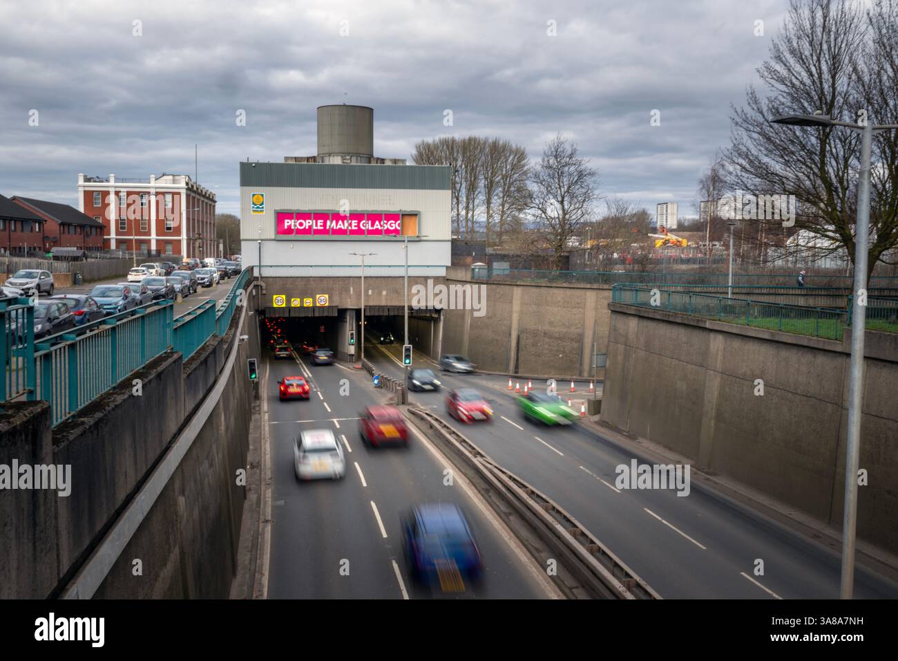 The Clyde tunnel, southside entrance in Govan, Glasgow, Scotland, UK ...