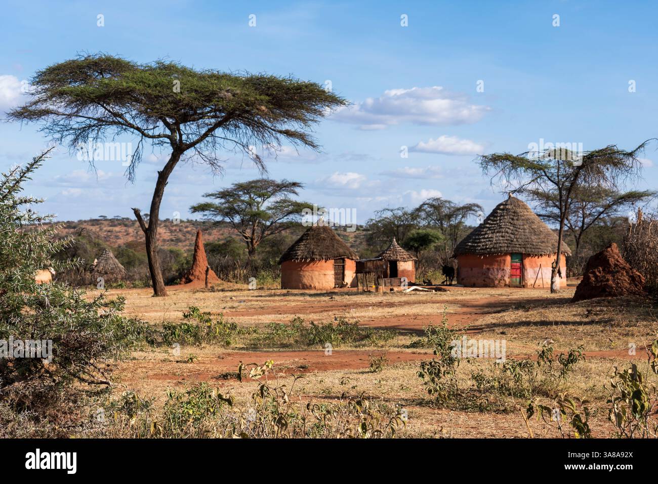 South Ethiopia, typical houses in a Borena village in the Yabello area ...