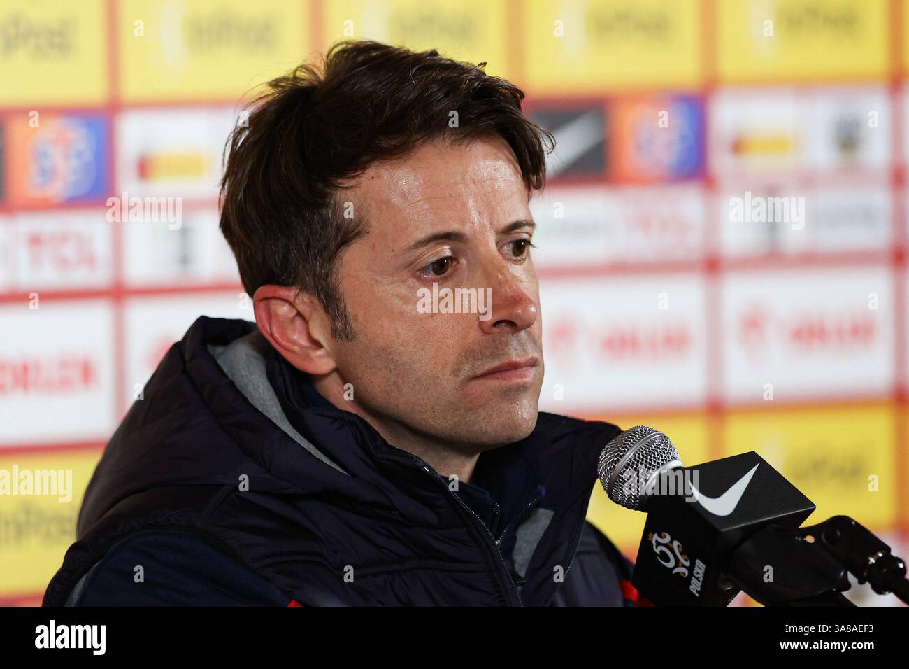 Coach Emilio De Leo of Malta seen during a Press conference after the ...