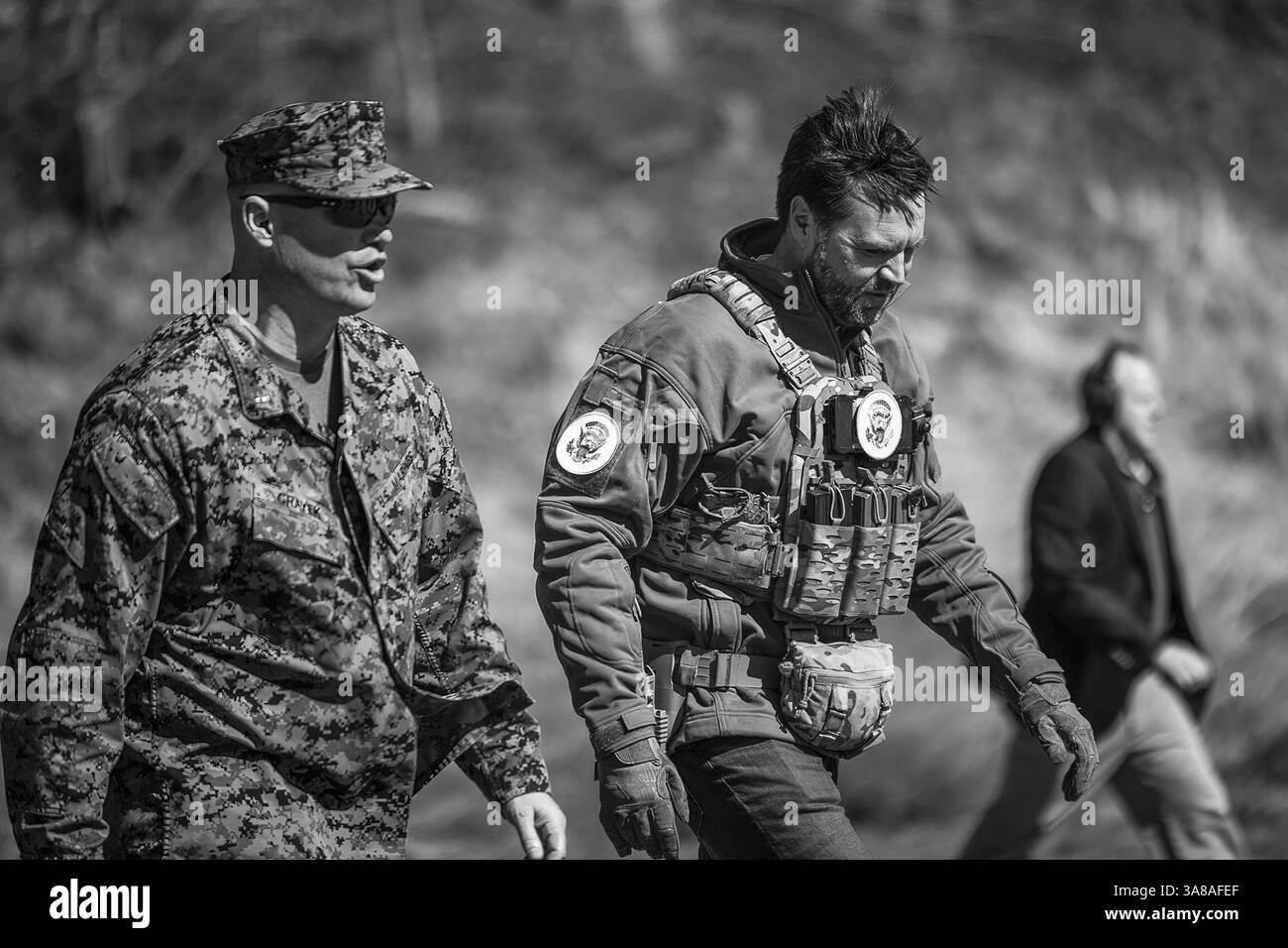 JD Vance, the Vice President of the United States, right, speaks with ...