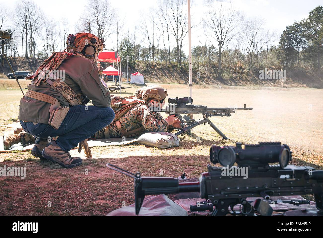 Vice President JD Vance, left, watches U.S. Marine Corps Sgt. Sgt ...
