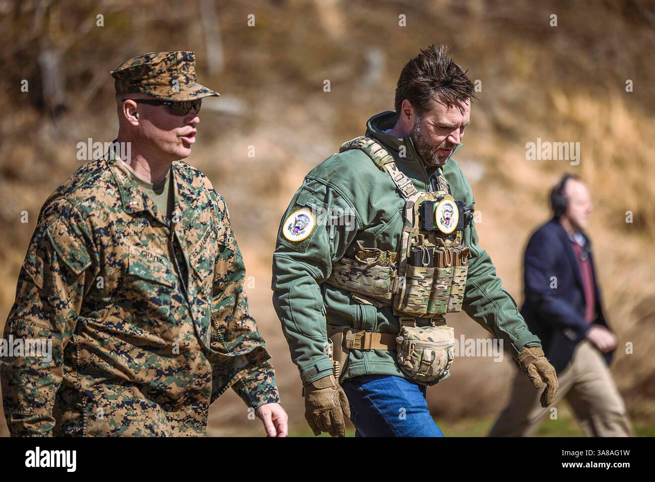 JD Vance, the Vice President of the United States, right, speaks with ...
