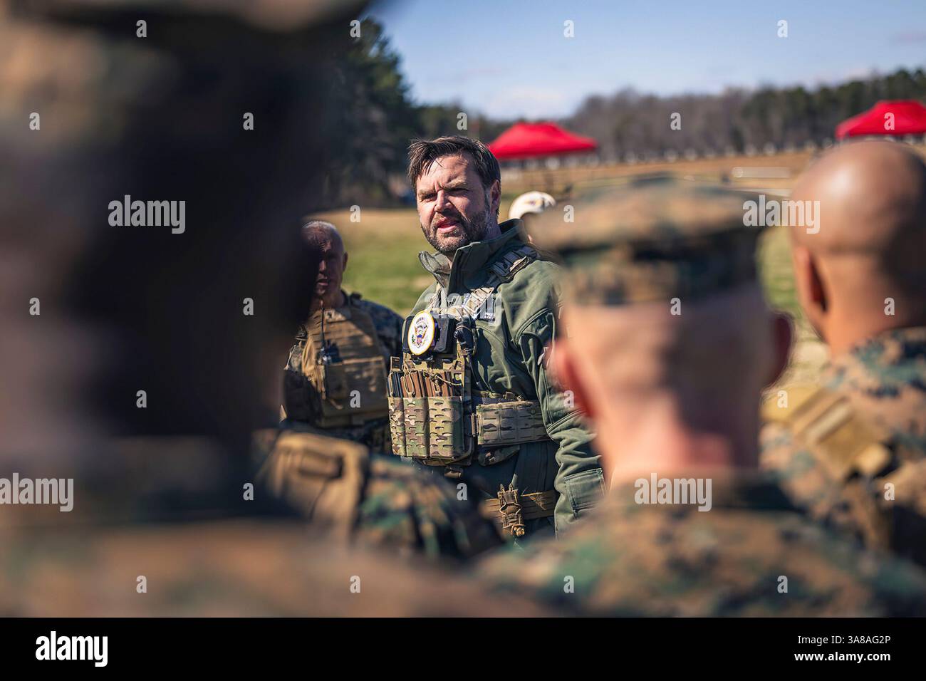 JD Vance, the Vice President of the United States, speaks to U.S ...