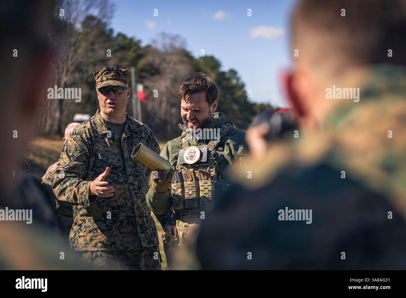 JD Vance, the Vice President of the United States, receives an M101 ...