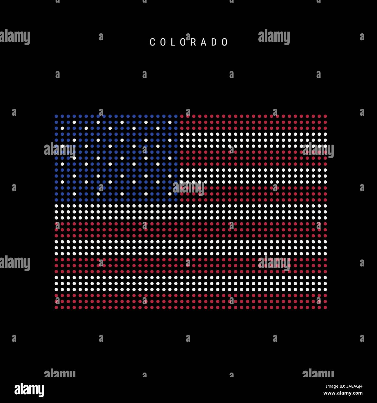 Colorado US state dot pixel map in the colors of the American flag ...