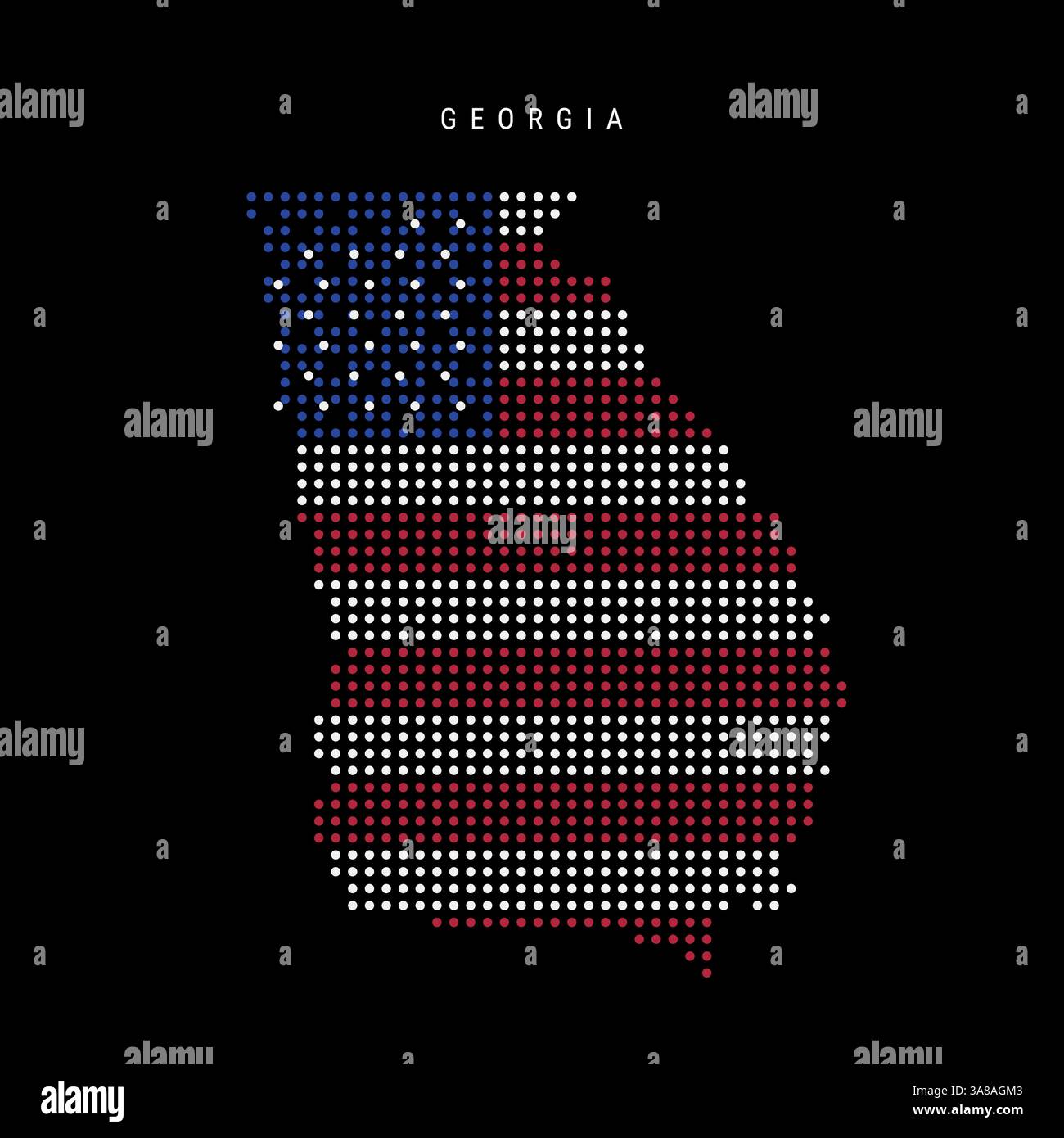 Georgia US state dot pixel map in the colors of the American flag. Flat ...