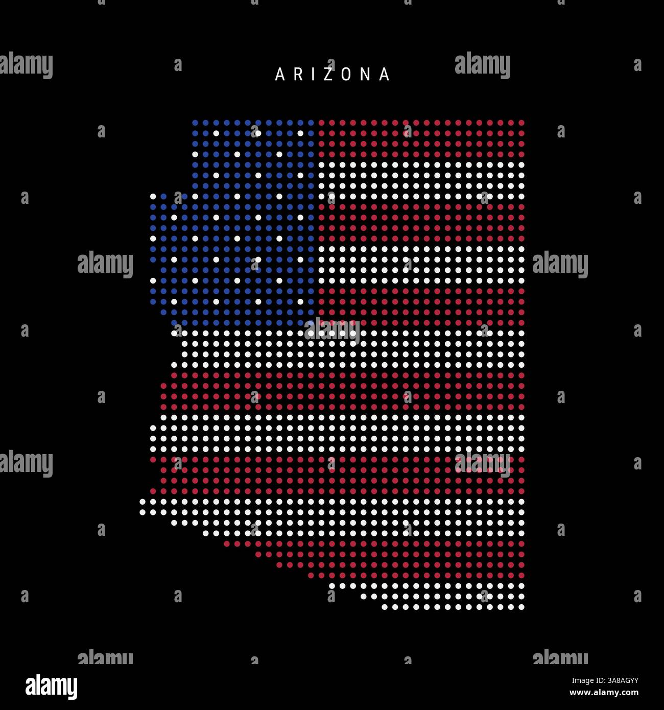 Arizona US state dot pixel map in the colors of the American flag. Flat ...