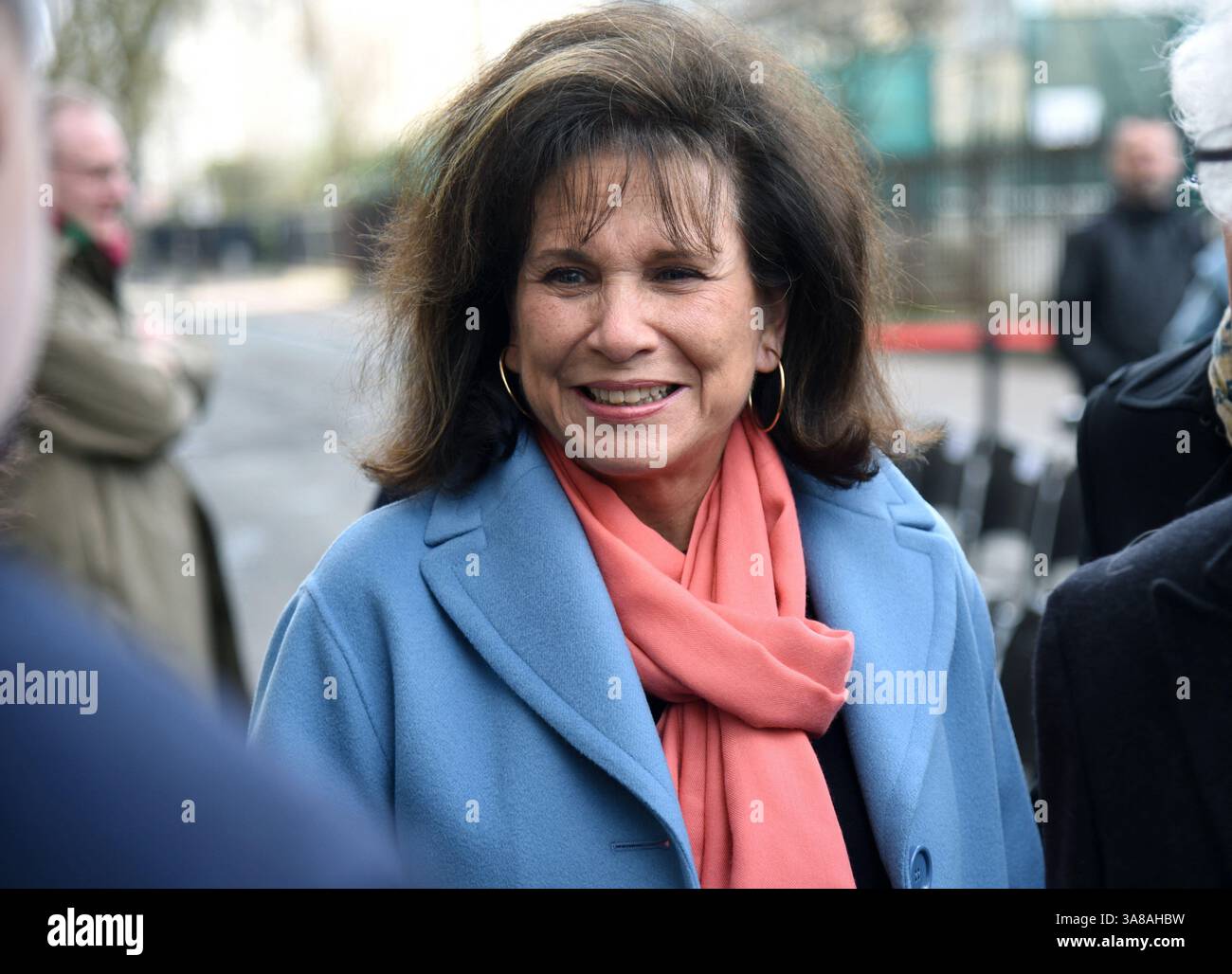 Paris, France. 28th Mar, 2025. Anne Sinclair and Paris mayor Anne ...