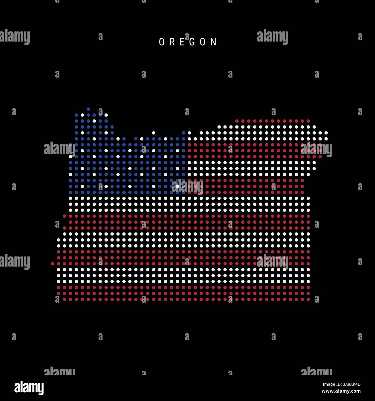 Oregon US state dot pixel map in the colors of the American flag. Flat ...