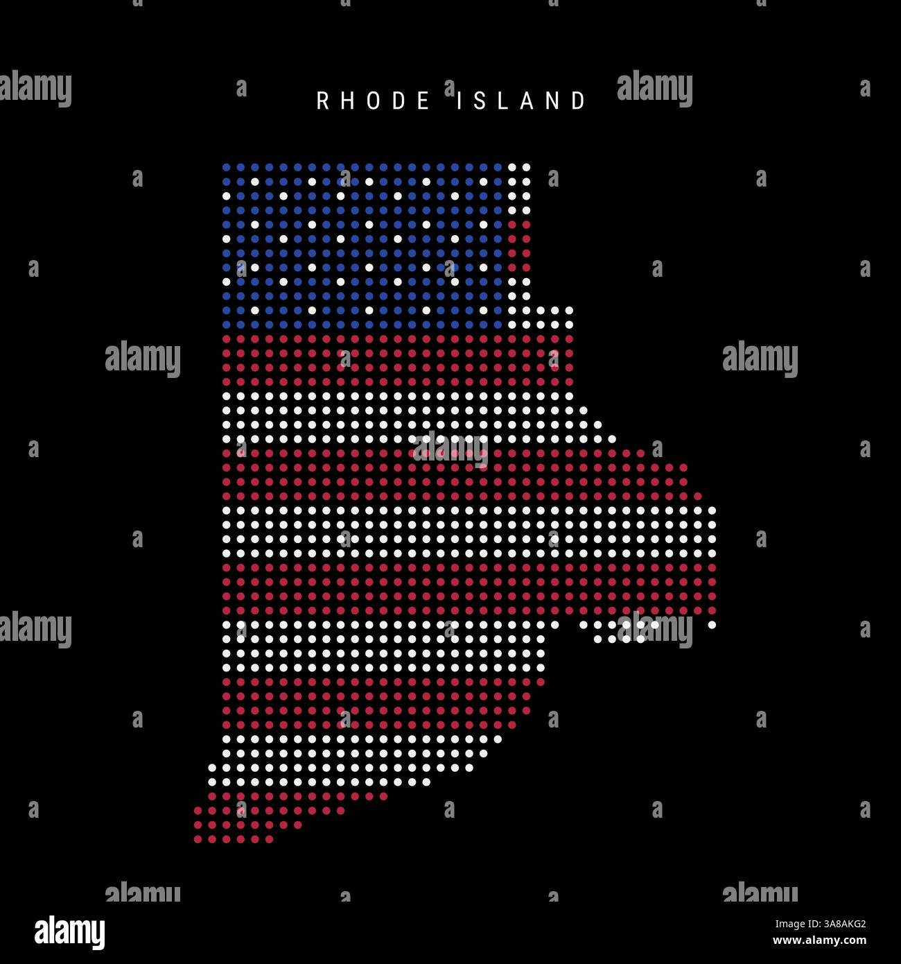 Rhode Island US state dot pixel map in the colors of the American flag ...