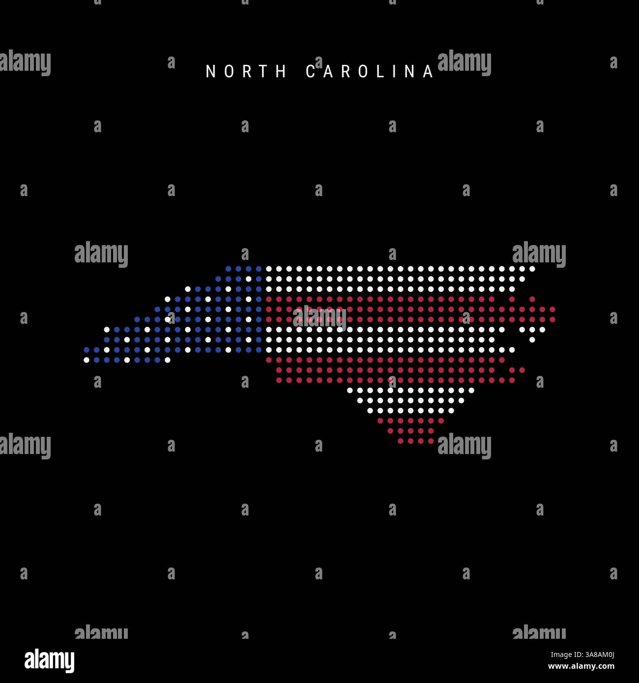 North Carolina US state dot pixel map in the colors of the American ...