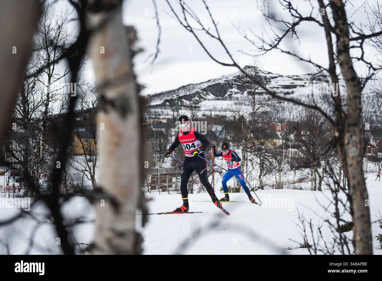 Kiruna, Sverige. 28th Mar, 2025. 250328 Albin Berglund, Hemmingsmarks Skidklubb tävlar i ...
