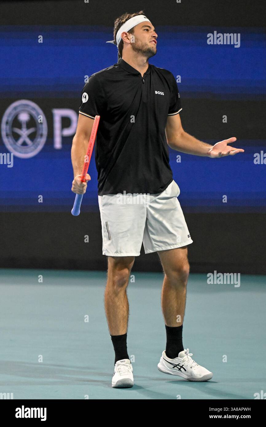 Miami, Florida, USA. 27th Mar, 2025. Taylor Fritz (USA) defeated Matteo Berrettini (ITA) in the ...