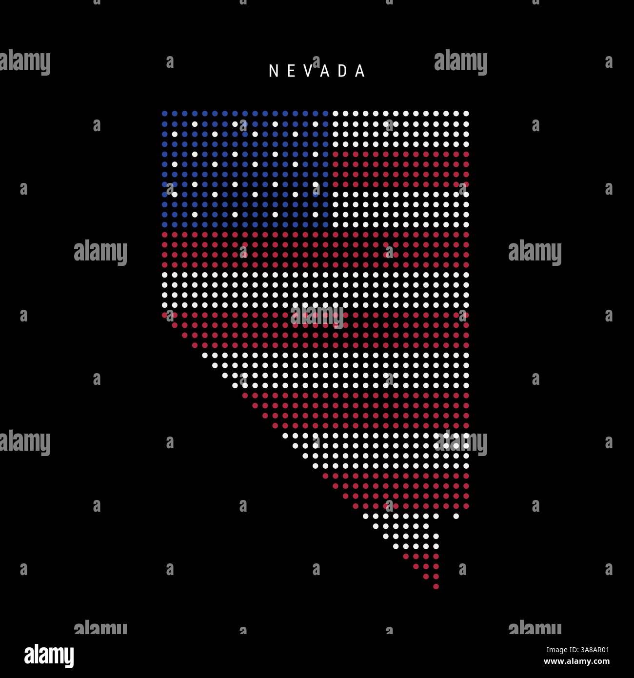 Nevada US state dot pixel map in the colors of the American flag. Flat ...