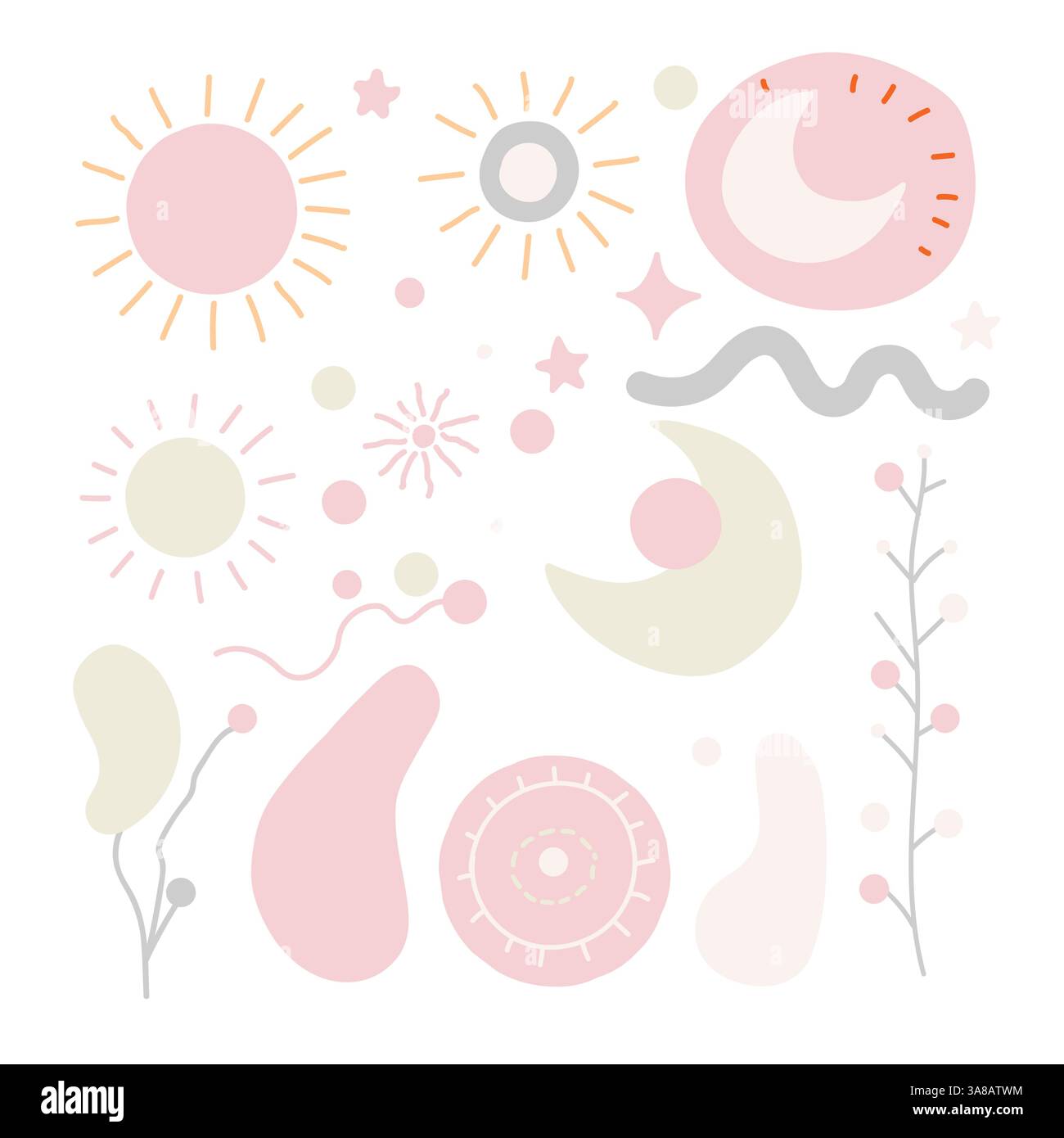 Cheerful and imaginative design elements and whimsical forms Stock ...