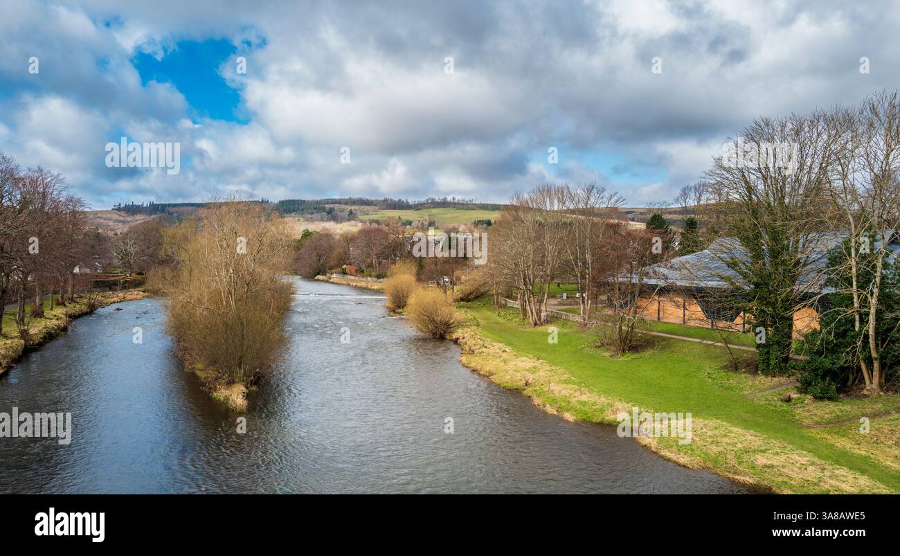 The river Tweed in Peebles, Scottish Borders, Scotland Stock Photo - Alamy