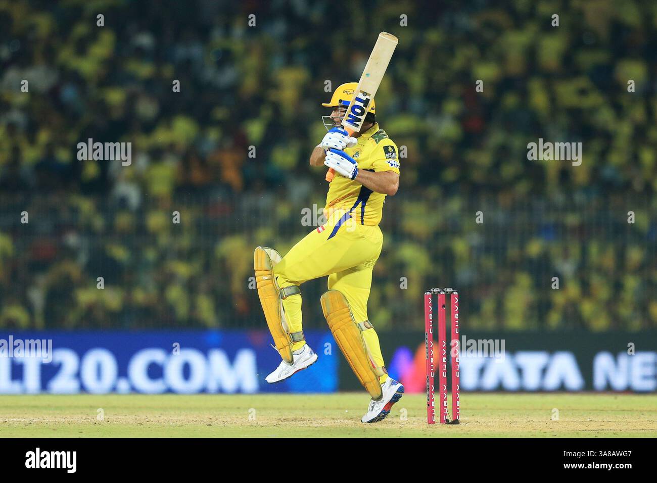 Chennai Super Kings' Mahendra Singh Dhoni bats during the Indian Premier League cricket match ...