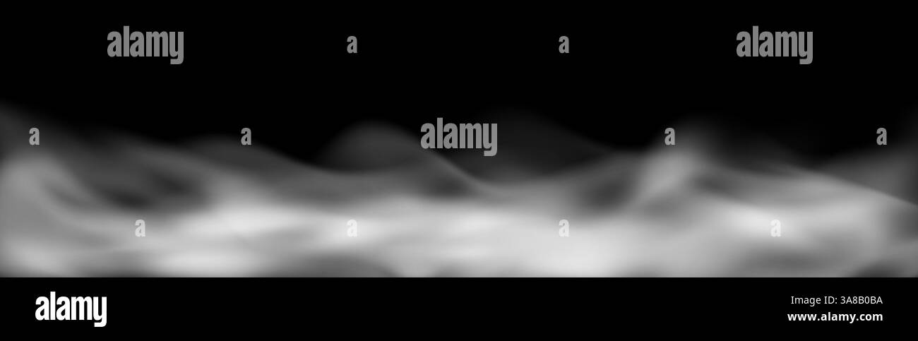 Fog, smoke or white smog clouds on floor. Morning mist covering ground ...