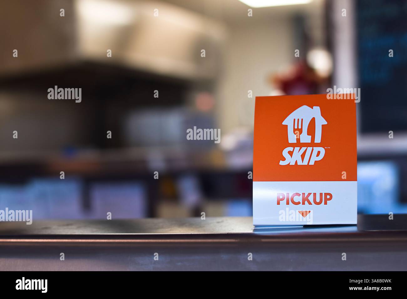 Skip the Dishes sign take out pick up order spot at a restaurant Stock ...