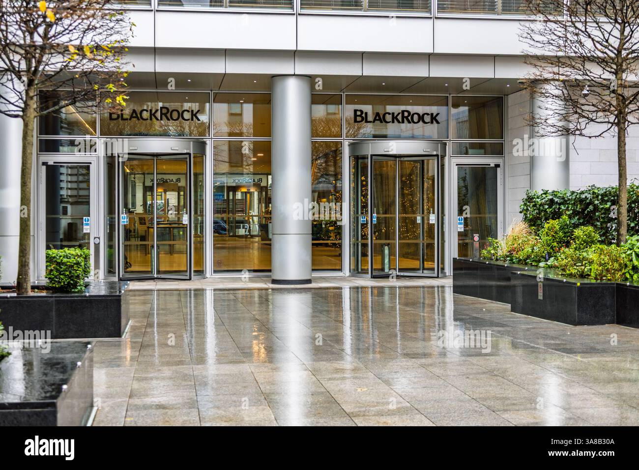 Blackrock Office Building Entrance. Modern Architecture, Glass Doors ...