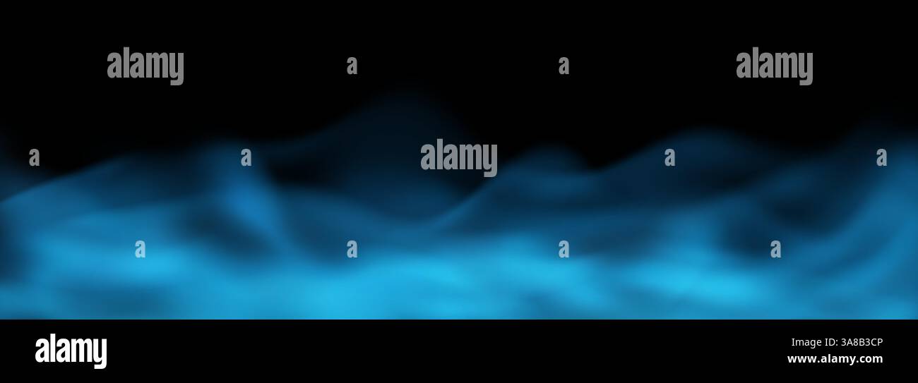 Realistic 3D blue fog, smoke or white smog clouds on floor. Morning ...