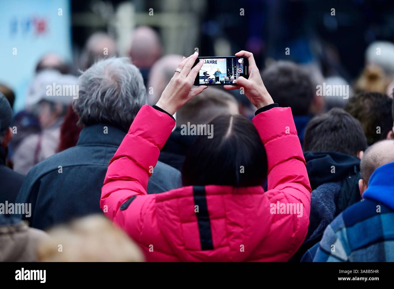Vienna, Austria. March 28, 2025. The Vienna FPÖ (Freedom Party of Austria) campaigns in ...