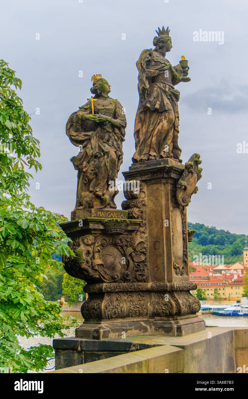Prague, Czech Republic. Sculpture of St. Barbara St. Margaret St ...