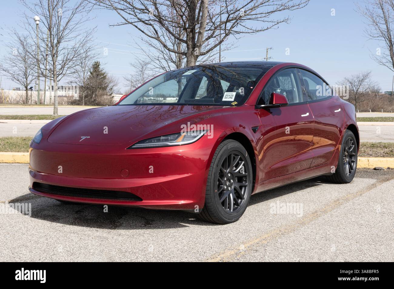 Indianapolis - March 26, 2025: Tesla Model 3 display at a dealership ...