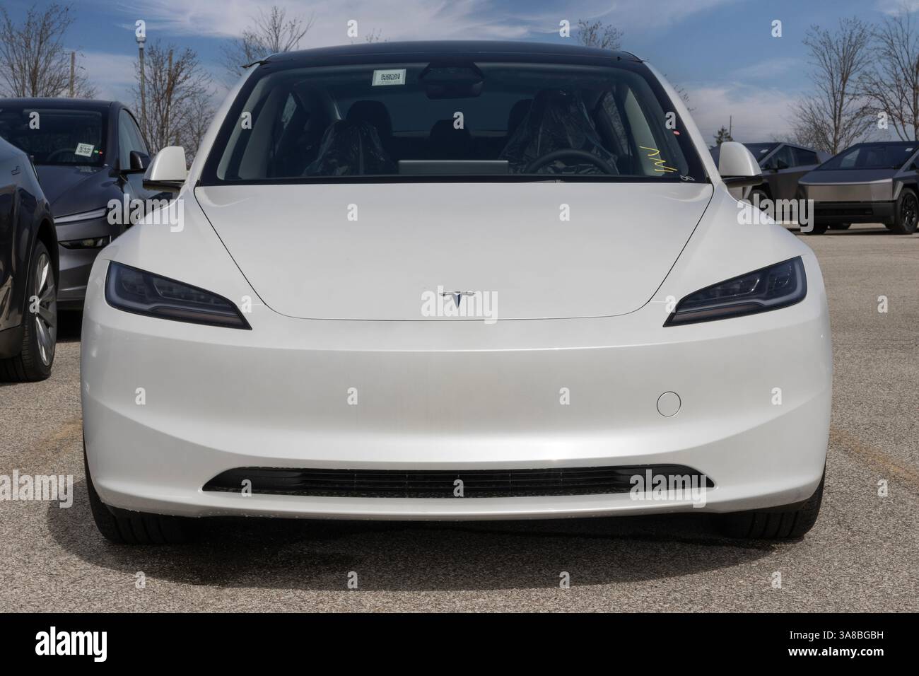 Indianapolis - March 26, 2025: Tesla Model 3 display at a dealership ...