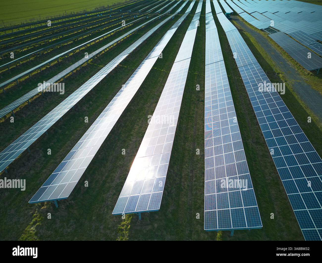 aerial view of a solar farm in the UK Stock Photo - Alamy