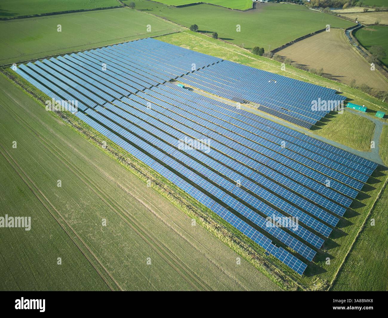 aerial view of a solar farm in the UK Stock Photo - Alamy