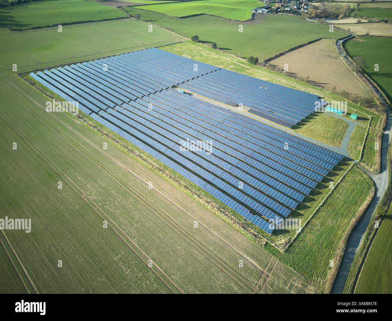 aerial view of a solar farm in the UK Stock Photo - Alamy