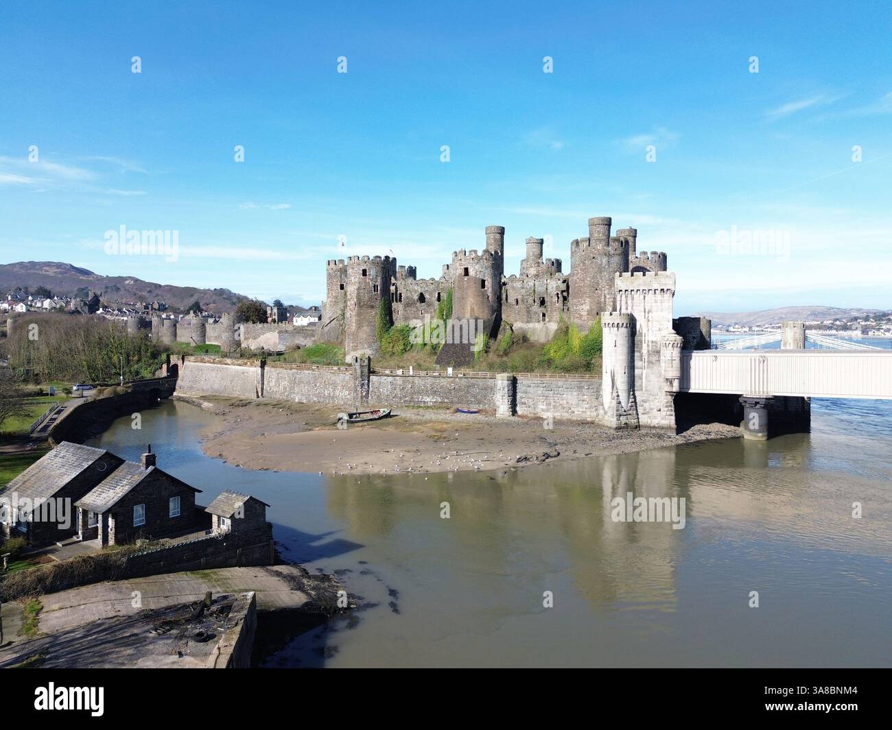 Aerial view of Conwy Castle in North Wales Stock Photo - Alamy