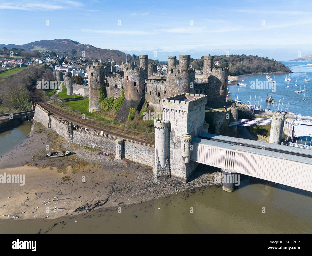 Aerial view of Conwy Castle in North Wales Stock Photo - Alamy
