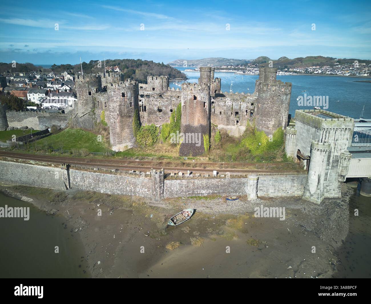 Aerial view of Conwy Castle in North Wales Stock Photo - Alamy