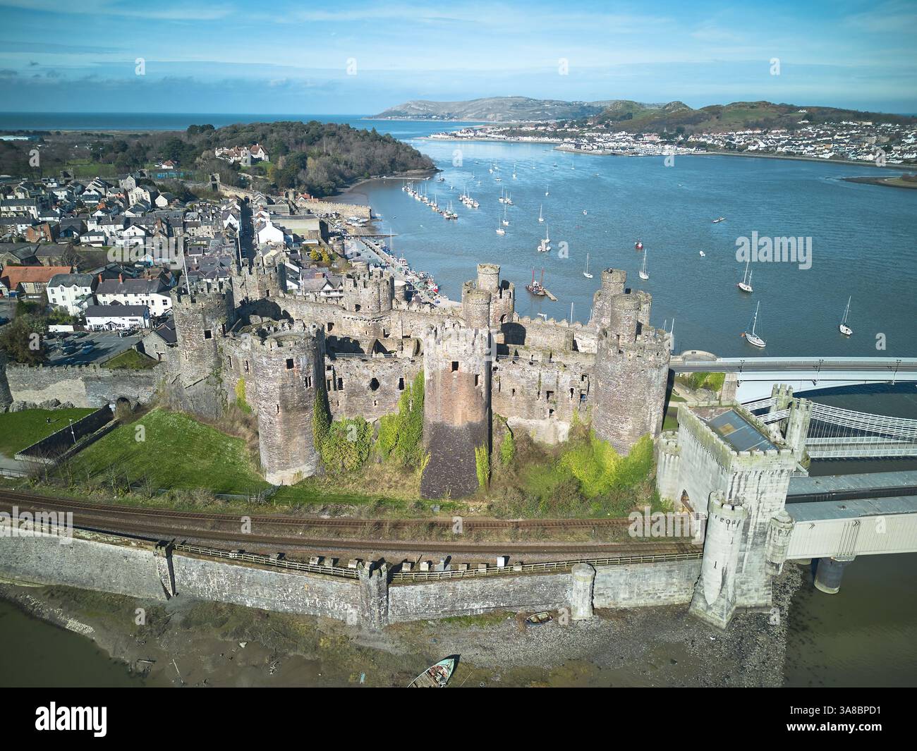 Aerial view of Conwy Castle in North Wales Stock Photo - Alamy