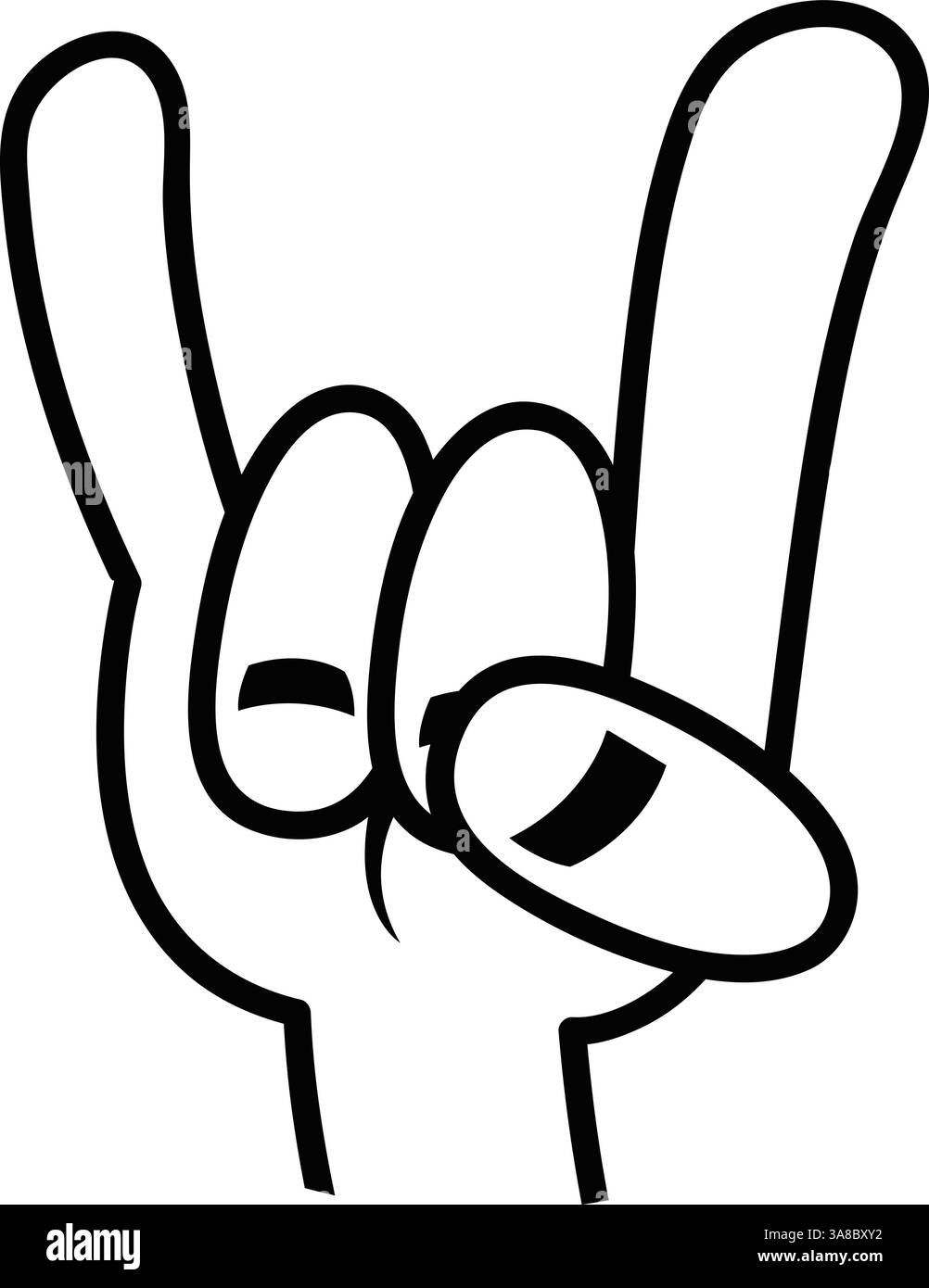 Heavy metal, rock and roll, devil horns hand sign in black line. Rock ...