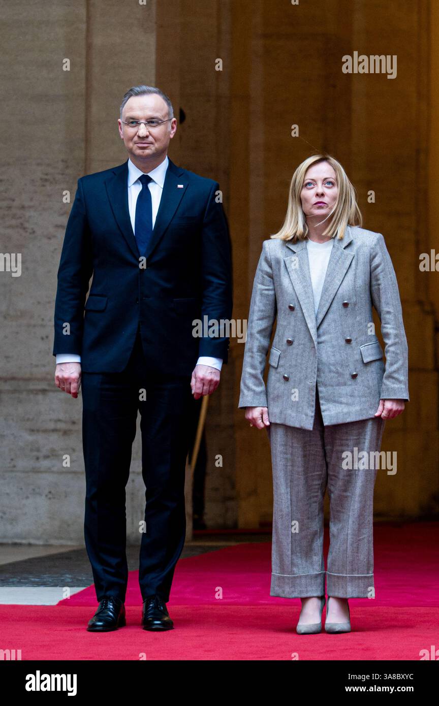 Italian Prime Minister Giorgia Meloni meets Poland's President Andrzej ...