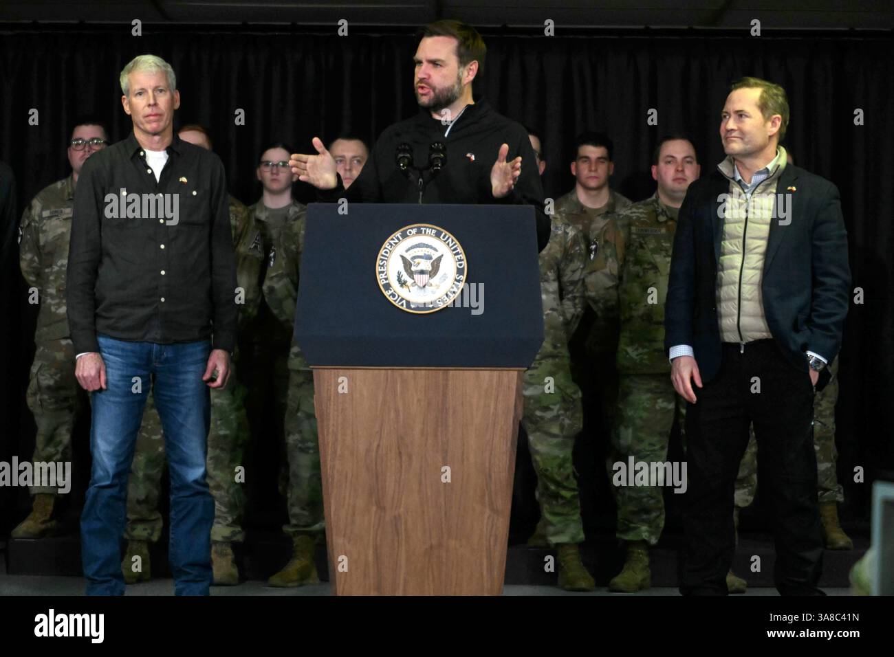 Vice President JD Vance, joined by Energy Secretary Chris Wright, left ...