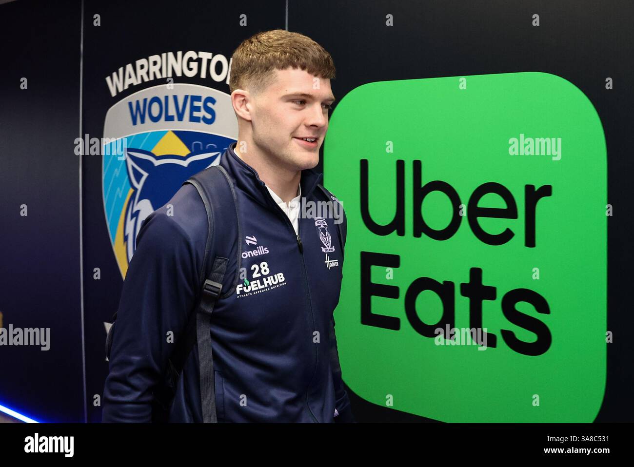 Warrington, UK. 28th Mar, 2025. Jake Thewlis of Warrington Wolves ...