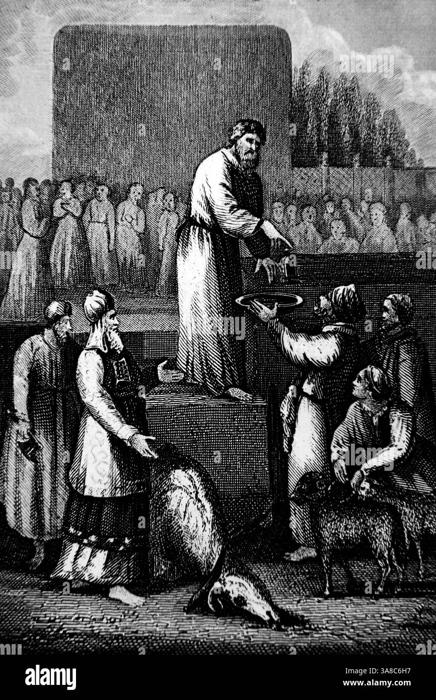 Steel Engraving of Consecration of Aaron by Moses at the door of the ...